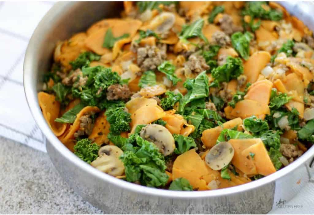 Ground Beef Skillet with Sweet Potato and Kale | Paleo